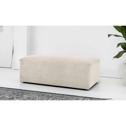 Polsterhocker OTTO HOME, B:114cm H:44cm T:61cm, beige, 100% Polyester, Hocker, "Koa Pouf, Webstoff, Cord, Struktur, Chenille", Wellenunterfederung,