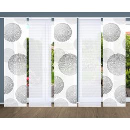 Schiebegardine HOME IN GREEN, B:60cm H:245cm, grau, Polyester, Wohnzimmer, Gardinen, "GINNY", SET DIGITALDRUCK,BAMBUSOPTIK RECYCELT