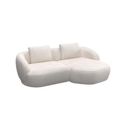 Wohnlandschaft FLEXLUX, B:217cm H:85cm T:146cm, beige, Sofas, "Torino, rund, L-Form, Sofa-Ecke mit Recamiere, Longchair-Sofa", Modernes, organisches