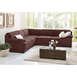 Ecksofa Home Affaire, B:259cm H:80cm T:289cm, braun, Chenille (100% Polyester);Microfaser-PRIMABELLE (100% Polyester);dicke Luxus-Microfaser in