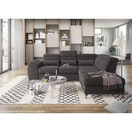 Sit & More Ecksofa SIT & MORE, B:274cm H:87cm T:230cm, grau, 100% Polyester, Wohnzimmer, Sofas, "Cabrio L-Form, B: 274 cm, mit Sitztiefen-, Arm- &