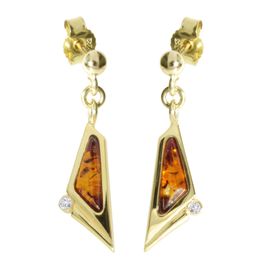 OSTSEE-SCHMUCK Damen Paar Ohrh&auml;nger "- Agneta - Gold 333/000 - Bernstein/Zirk.", Gelbgold 333, gold, Gelbgold 333, Ohrringe