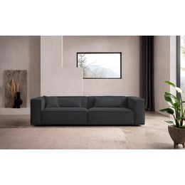 3-Sitzer "PIARA, Couch mit Kedernaht, Sofa in Cord, Leinenoptik o. Strukturstoff", anthrazit, B:275cm H:66cm T:101cm, 100% Polyester, LeGer Home by Lena Gercke, Sofas, schwarze F&uuml;&szlig;e, bequemer Sitzkomfort