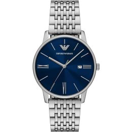 Emporio Armani Damen Quarzuhr, blau, Armbanduhren, Armbanduhr, Damenuhr, Herrenuhr, Edelstahlarmband, analog, Tag