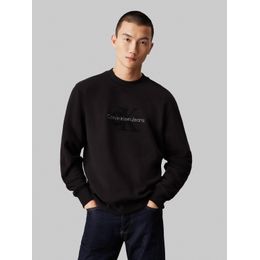 Herren Sweatshirt "CHENILLE MONOLOGO CREW NECK", schwarz, Gr. XXXL, Calvin Klein Jeans, unifarben, Sweatware, Obermaterial: 100% Baumwolle,
