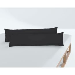 Seitenschl&auml;ferkissenbezug Biberna, B:40cm L:140cm, schwarz, Feinjersey, Obermaterial: 100% Baumwolle, Kissenbez&uuml;ge, "Michi"