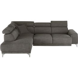 Ecksofa 3C CANDY, B:249cm H:79cm T:209cm, schwarz, 100% Leder, Wohnzimmer, Sofas, "Greve Sofa immer mit manuelle Kopfteilverstellungen, modern,