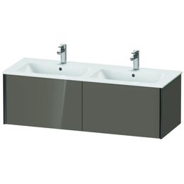 Duravit XViu Waschtisch-Unterschrank XV40290B289 128x48x40cm, 2 Ausz&uuml;ge, wandh&auml;ngend, schwarz matt, flannel grey hochglanz