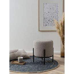 Polsterhocker Salesfever, B:35cm H:38cm T:35cm, grau, Boucl&eacute; Stoff (100% Polyester), Metall, Hocker, "Komfortabler Polsterhocker", mit Design-Gestell