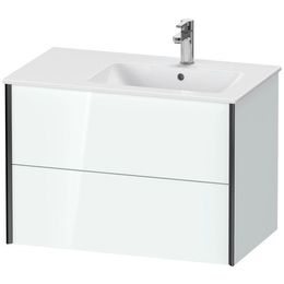 Duravit XViu Waschtisch-Unterschrank XV41590B285 81x48x56cm, 2 Schubk&auml;sten, Becken rechts, schwarz matt, wei&szlig; hochglanz
