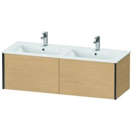 Duravit XViu Waschtisch-Unterschrank XV40290B230 128x48x40cm, 2 Ausz&uuml;ge, wandh&auml;ngend, schwarz matt, Eiche natur
