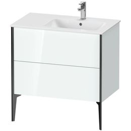 Duravit XViu Waschtisch-Unterschrank XV44870B285 81x48x59,4cm, 2 Ausz&uuml;ge, Becken rechts, schwarz matt, wei&szlig; hochglanz