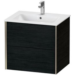 Duravit XViu Waschtisch-Unterschrank XV41250B116 61 x 56 x 48 cm, Eiche schwarz, 2 Schubk&auml;sten, wandh&auml;ngend, champagner matt