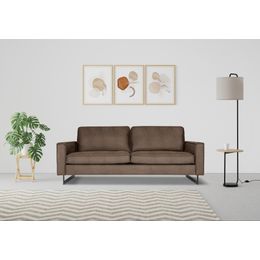 3-Sitzer Home Affaire, B:206cm H:85cm T:97cm, braun, Kunstleder (65% Polyester, 35% Lederfasern);Cord (92% Polyester, 8% Polyamide), Sofas, "Pinto,