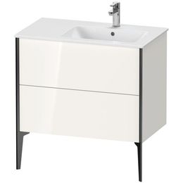 Duravit XViu Waschtisch-Unterschrank XV44870B222 81x48x59,4cm, 2 Ausz&uuml;ge, Becken rechts, schwarz matt, wei&szlig; hochglanz