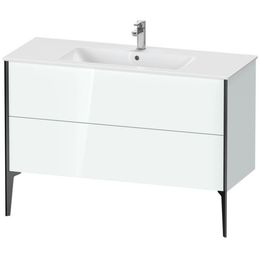 Duravit XViu Waschtisch-Unterschrank XV44840B285 121 x 59,4 x 48 cm, wei&szlig; hochglanz, 2 Ausz&uuml;ge, stehend, schwarz matt