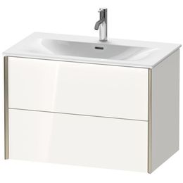 Duravit XViu Waschtisch-Unterschrank XV41340B122 81 x 55,7 x 48 cm, wei&szlig; hochglanz, 2 Schubk&auml;sten, champagner matt