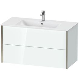 Duravit XViu Waschtisch-Unterschrank XV41270B185 101 x 56 x 48 cm, wei&szlig; hochglanz, 2 Schubk&auml;sten, wandh&auml;ngend, champagner matt