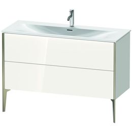 Duravit XViu Waschtisch-Unterschrank XV43040B122 121 x 59,1 x 48 cm, wei&szlig; hochglanz, 2 Ausz&uuml;ge, champagner matt