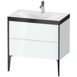 Duravit XViu Waschtisch-Unterschrank XV4710OB285P 80x48cm, 2 Ausz&uuml;ge, 1 Hahnloch, schwarz matt, Rahmen P, wei&szlig; hochglanz