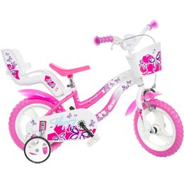 DINO Kinderfahrrad "Mädchenfahrrad 12 Zoll", 22cm, 12 Zoll (30,48cm), pink, Fahrräder, mit Stützrädern, Korb und Puppensitz