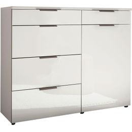 Kombikommode Wiemann, B:100cm H:91,2cm T:43cm, weiß, Floatglas, Holzwerkstoff, Metall, Schlafzimmer, Sideboards, "Como", vormontiert
