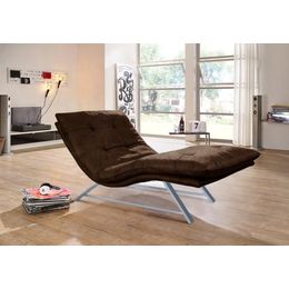 Relaxliege W.Schillig, B:95cm H:91cm T:170cm, braun, Stoff S37 (100% Polyester), Wohnzimmer, Sofas, "daily dreams", in Waffelkissen-Optik, wahlweise