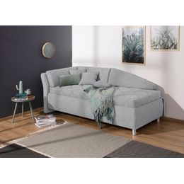 Schlafsofa Alina, B:223cm H:80cm T:102cm, grau, Struktur TMD (100% Polyester), Jugendzimmer, Sofas, "Lindsay", Bettkasten, Zierkissen-Set aus: 2 Stk.
