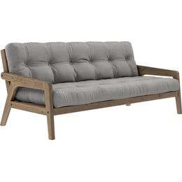 Schlafsofa Karup Design, B:204cm H:40cm T:90cm, grau, 80% Baumwolle + 20% polyester, Jugendzimmer, Sofas, Mit Holzstruktur, inkl. Futonmatratze,