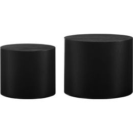 Couchtisch Salesfever, B:48cm H:38cm T:48cm, schwarz, MDF mit Eschenholzfurnier, Wohnzimmer, Tische, "Coffeetable im 2er-Set: Stilvoller