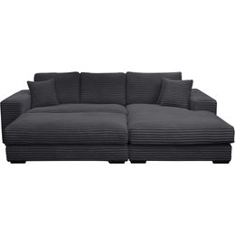 Polstergarnitur WERK2, B:286cm H:84cm T:184cm, schwarz, 100% Polyester, Sitzmöbel-Sets, "Eden L-Form + Hocker. Mega Couch Breite 286cm, Cord", Design