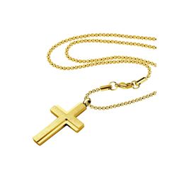 Firetti Damen Kette mit Anh&auml;nger "Schmuck Geschenk Kreuz", Edelstahl, L: 45 B: 2,3mm, gold, Edelstahl, B:2,3mm, Halsketten
