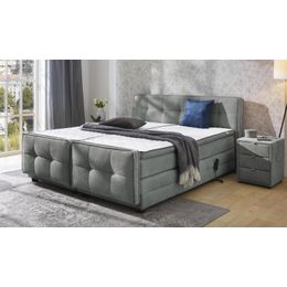 Jockenh&ouml;fer Boxspringbett, B:190cm L:225cm, grau, JOCKENH&Ouml;FER GRUPPE, Bezug Bett: Mittelstruktur (95% Polyester, 5% Nylon);Topper und Matratzenspiegel: 95%