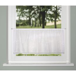 Scheibengardine Home Wohnideen, B:120cm H:45cm, wei&szlig;, Polyester, K&uuml;che, Gardinen, "MACIRO", Cafehaus Batist bestickt