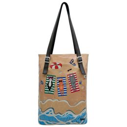 DOGO Damen Umhängetasche "Tall Bag Damen Schultertasche Cats On The Beach Damen", braun, Lacklederimitat, Taschen, Handgefertigt