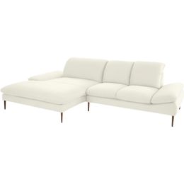 Ecksofa W.Schillig, B:310cm H:87cm T:185cm, wei&szlig;, Chenille-Flachgewebe R66 (85% Polyester, 15% Nylon);Longlife Xtra-Leder Z59: Glattleder mit