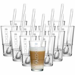 Ritzenhoff & Breker Latte-Macchiato-Glas "Latte Macchiato Gl&auml;ser + L&ouml;ffel Lena 350 ml 12er Set transparent", transparent, RITZENHOFF & BREKER, Trinkgef&auml;&szlig;e