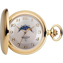 Regent Uhren REGENT Damen Taschenuhr "P731", gold, Taschenuhren, Quarzuhr, Herrenuhr, Mondphase, Datum, Acrylglas
