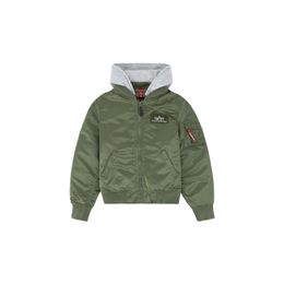 Jungen Bomberjacke "MA-1 Detachable Hood Kids", grün, Gr. 14, Alpha Industries, Obermaterial: 100% Nylon, Futter: 100% Nylon, Kapuze: 75% Baumwolle,