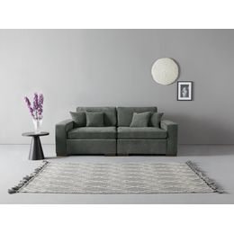 2-Sitzer Home Affaire, B:220cm H:86cm T:100cm, grau, 100% Polyester, Sofas, "Skara", Lounge-Sofa mit Federkernpolsterung, in vielen Bezugsvarianten