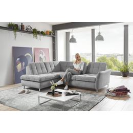Ecksofa DIE PLANBAR, B:242cm H:87cm T:116cm, silber, 100% Polyester, Wohnzimmer, Sofas, "MP-IN20016 L-Form mit Kaltschaum-Polsterung", wahlweise mit