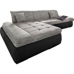 Ecksofa DOMO collection, B:300cm H:80cm T:172cm, schwarz, Kunstleder SOFTLUX / Struktur (90% Polyester, 10% Polyacryl);Zierkissen: Struktur (90%