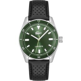 Lacoste Herren Quarzuhr, schwarz, Armbanduhren, Armbanduhr, Herrenuhr, Lederarmband, analog