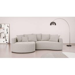 Ecksofa Home Affaire, B:255cm H:90cm T:181cm, beige, 100% Polyester, Wohnzimmer, Sofas, "Kahekili, Schlafsofa mit Bettkasten, Maße B/T/H: 255/181/90/