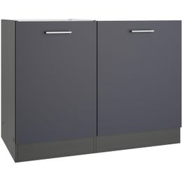 Spülenschrank KOCHSTATION, B:110cm H:82cm T:60cm, grau, Spanplatte, Küche, Schränke, "KS-Milan", Spülzentrum 110 cm, matte oder hochglänzende Fronten