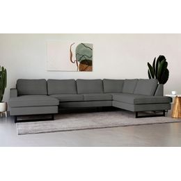 Wohnlandschaft Home Affaire, B:350cm H:85cm T:206cm, schwarz, 90% Polyester, 10% Nylon, Sofas, "Pinto, 350 cm, U-Form, XXL, mit Ottomanen", Cord,