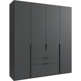 Drehtürenschrank wimex, B:180cm H:208cm T:58cm, schwarz, Holzwerkstoff, Schränke, "Mugano", wahlweise mit oder ohne Spiegel, mit Schubladen