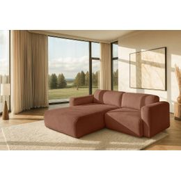Ecksofa Home Affaire, B:232cm H:72cm T:166cm, rot, 100% PES, Wohnzimmer, Sofas, "Myrland", Breite 232 cm, Chenille, Easy Clean Stoff, mit Kaltschaum