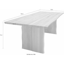 Esstisch, B:160cm H:75cm T:90cm, braun, MASSIVLINE & MORE, K&uuml;che, Tische, "Oviedo 2", Massivholz mit Baumkante