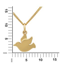 OROLINO Damen Kette mit Anh&auml;nger "Gold 585 mit Tauben-Motiv 42/45cm lang", 42/45cm, Gold, L: 45 B: 12mm, gelb, Gold, B:12mm, Halsketten